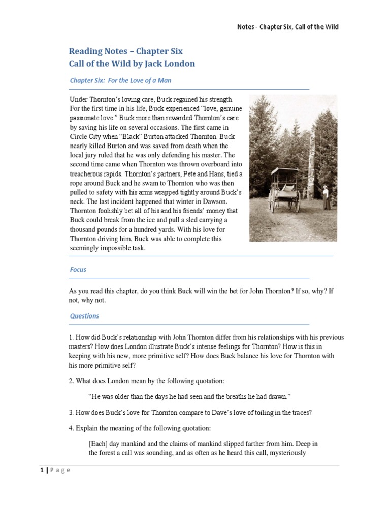 Summary of Call of the Wild Chapter 6 | PDF | The Call Of The Wild