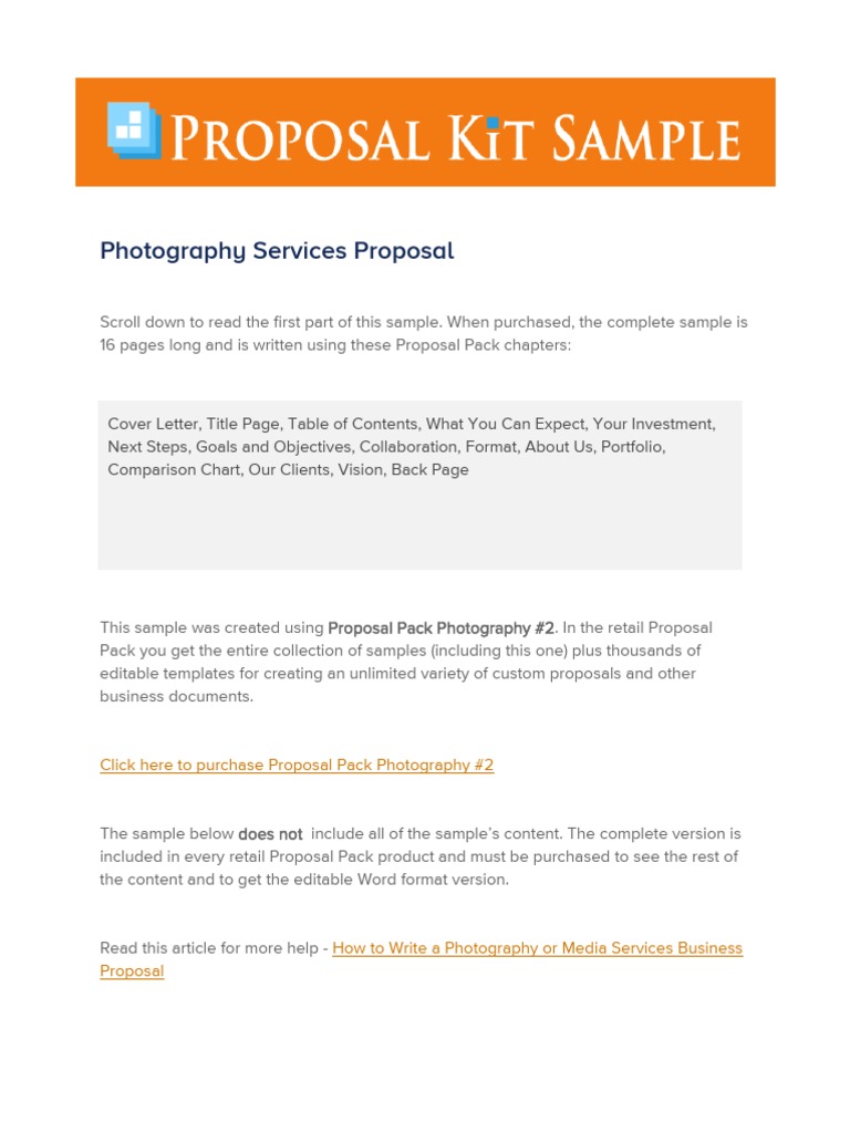 Photography Business Proposal Sample | PDF | Photograph | Photographer