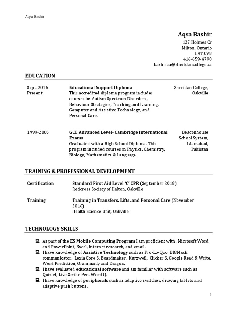 Aqsa Resume | PDF | Teachers | Learning