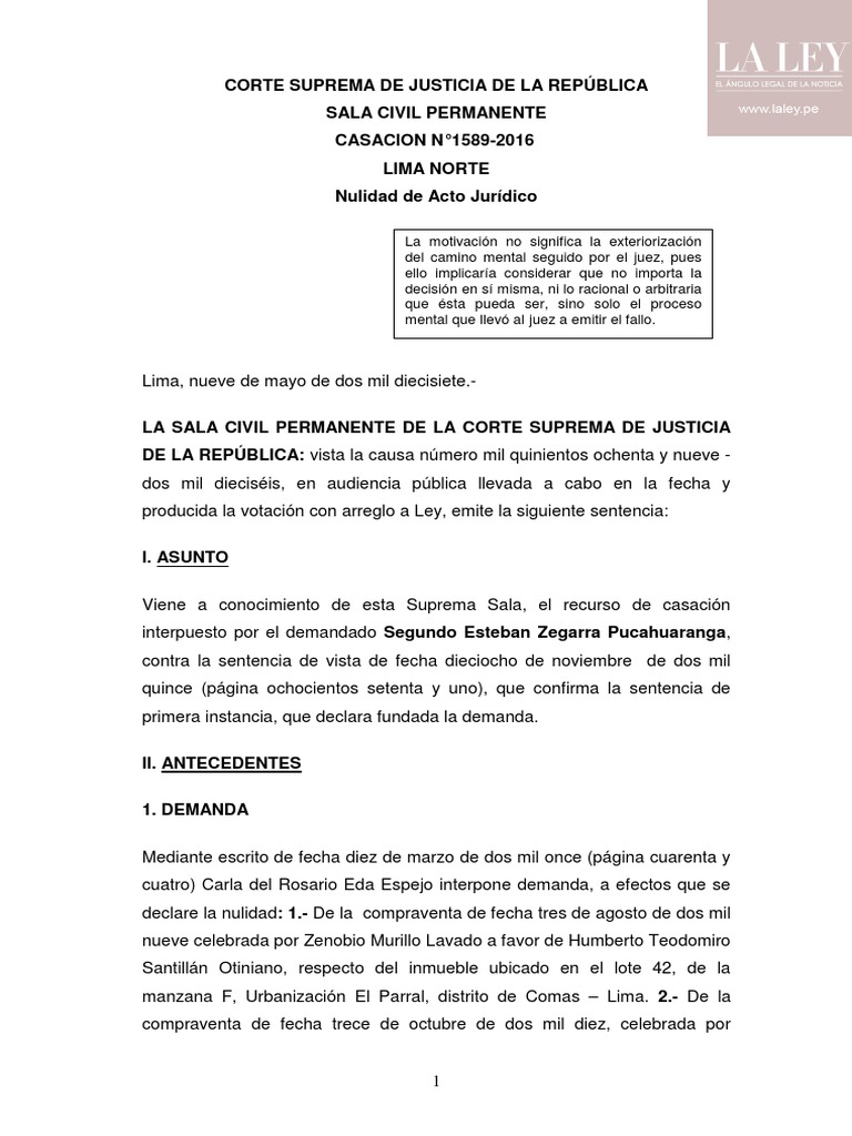 Cas.1589 2016 LIMA NORTE | PDF | Debido al proceso | Sentencia (ley)