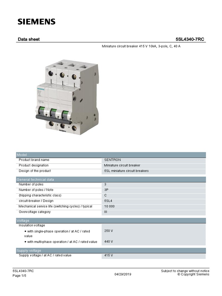 5SL43407RC Datasheet en | PDF | Alternating Current | Electrical Components