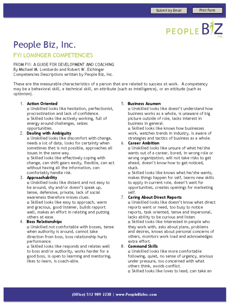 Lominger Competency PDF | PDF | Goal | Conversation