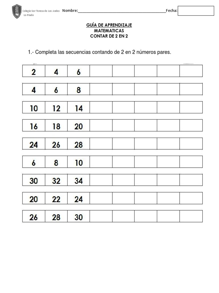 Contar de 2 en 2 | PDF
