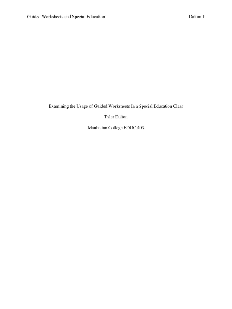 Guided Worksheets in Special Education | PDF | Special Education | Essays