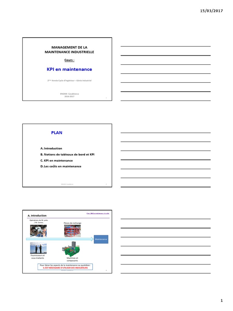 Cours 1-Key Performance Indicators For Maintenance | PDF | Business