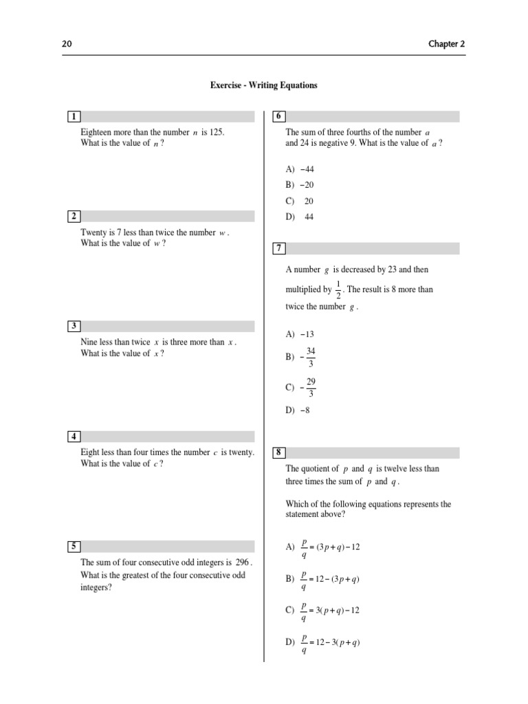 Algebra Packet 1 | PDF | Variable (Mathematics) | Equations