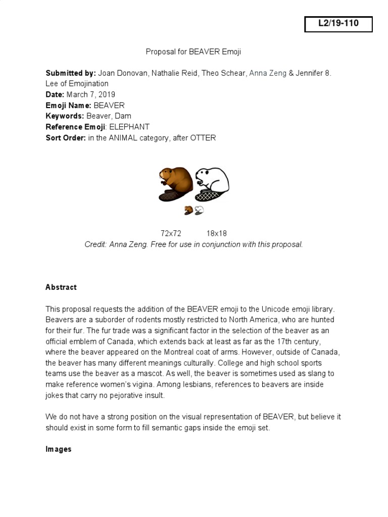 Beaver Emoji Proposal | PDF | Beaver
