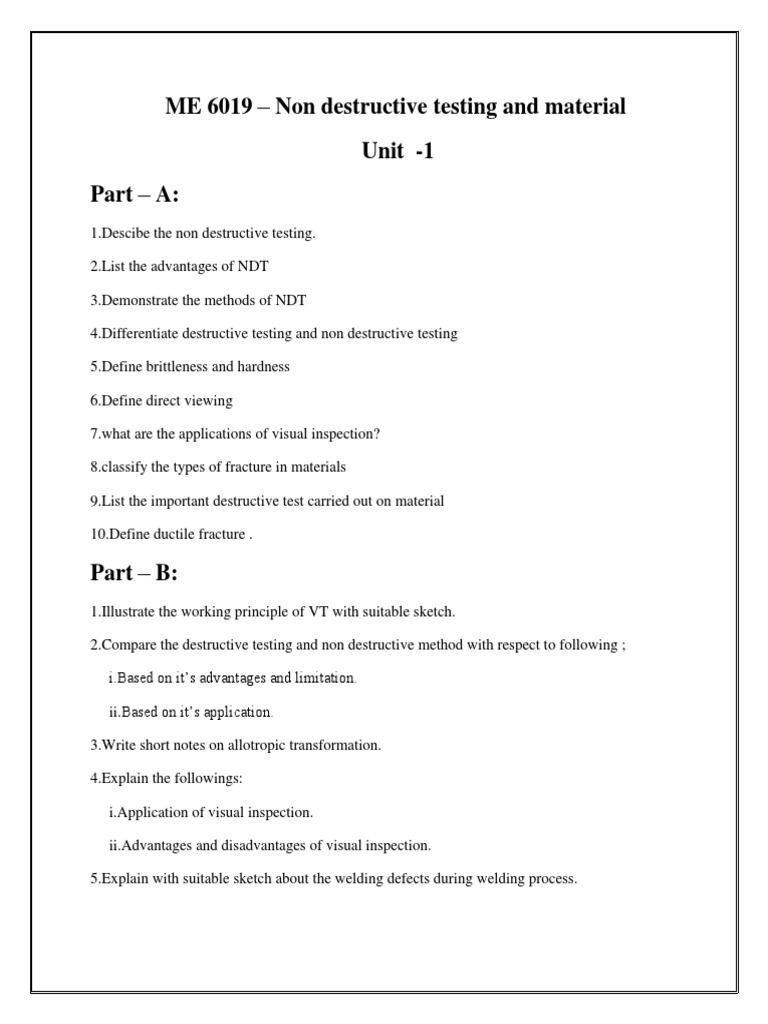 Ndt questions | Nondestructive Testing | Radiography