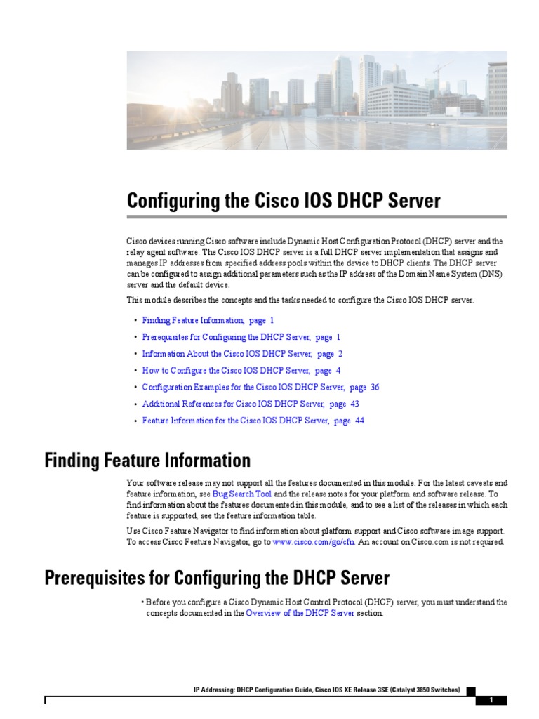 Configuring The Cisco Ios Dhcp Server Finding Feature Information