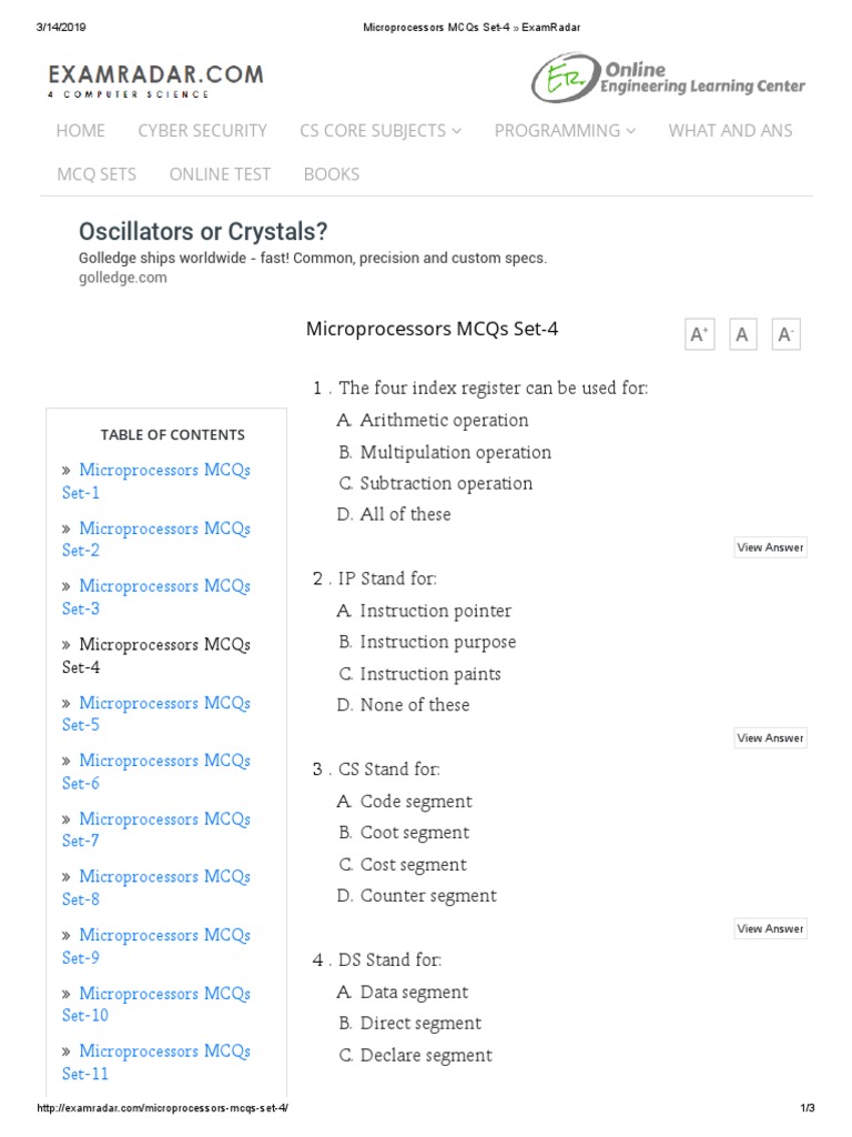 Microprocessors MCQs Set-4 ExamRadar PDF | PDF | Multiple Choice ...