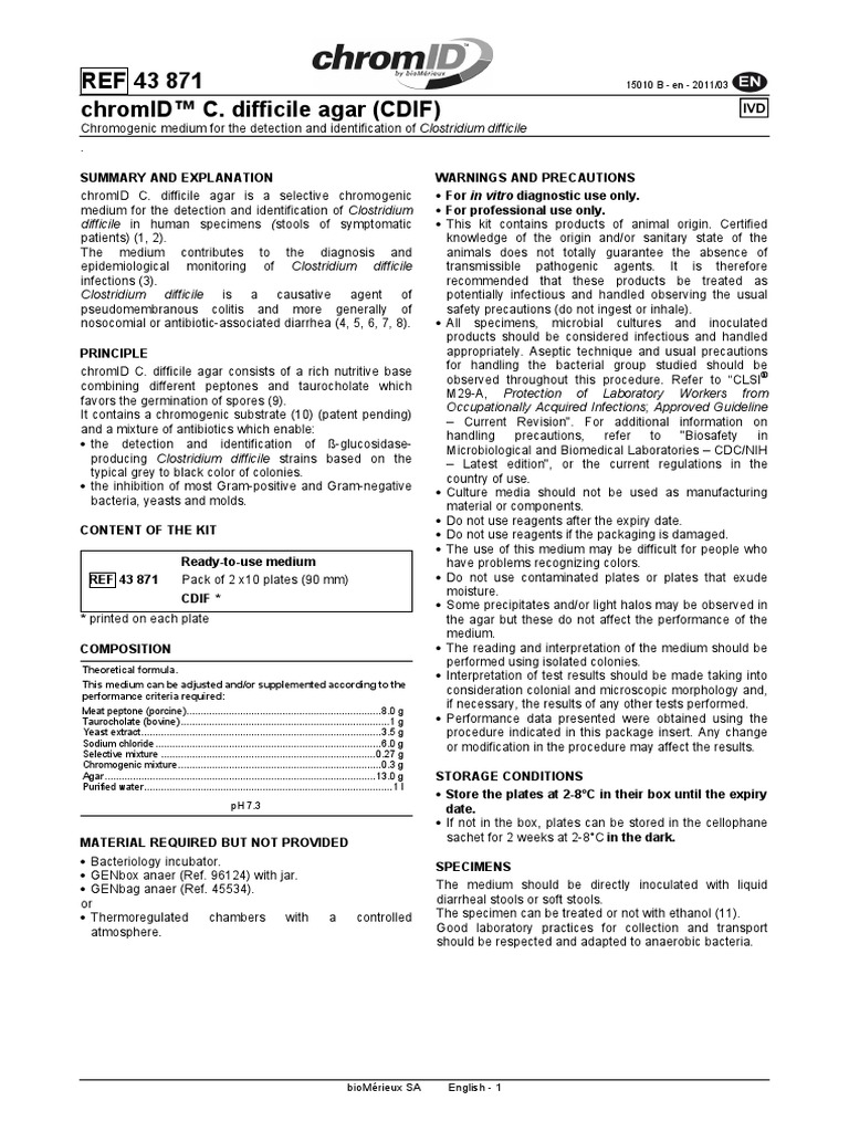 Om Biomerieux Reagents Ot-43871 Package Insert-43871 | PDF | Infection ...