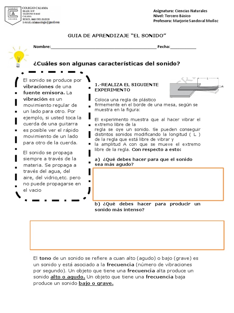 Guía de Aprendizaje sobre el Sonido | PDF | Sonido | Olas