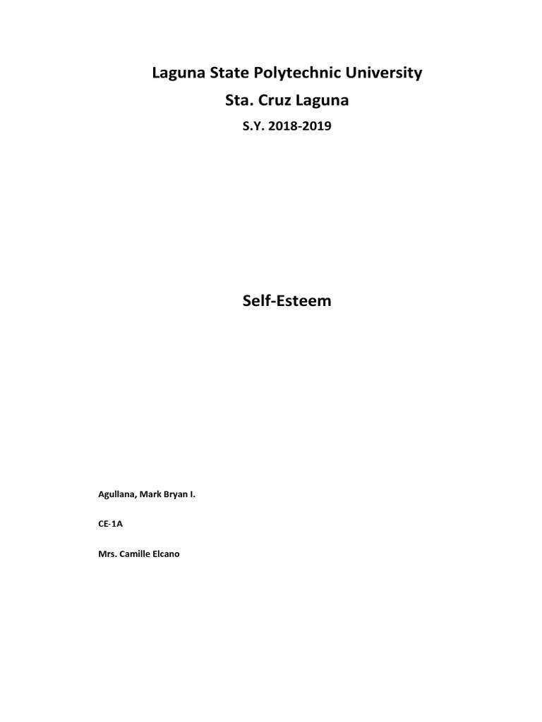 Self Esteem Written Report | PDF