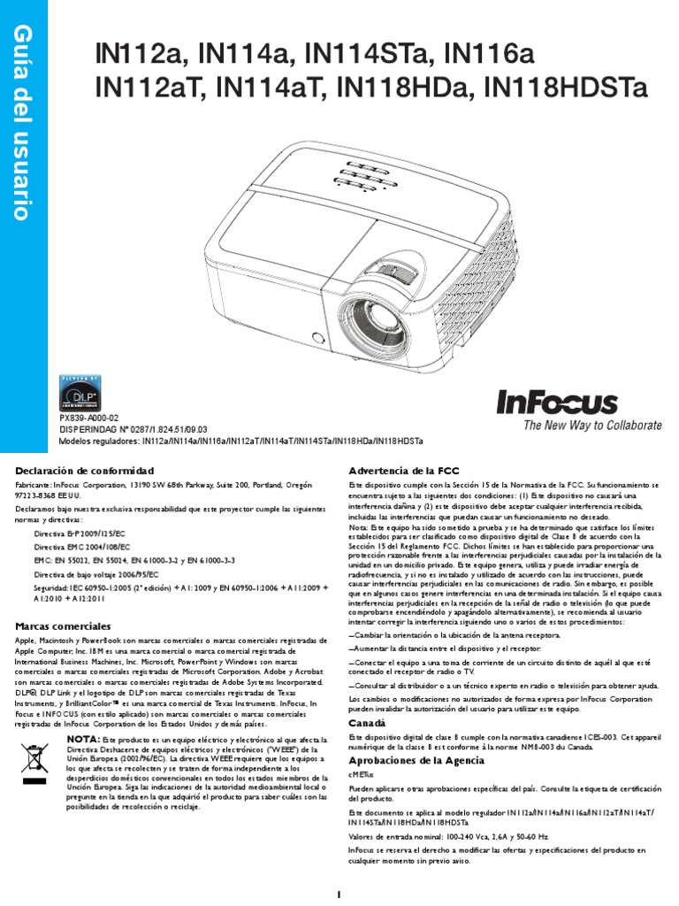 MANUAL DE PROYECTOR INFOCUS.pdf | Hdmi | Vídeo