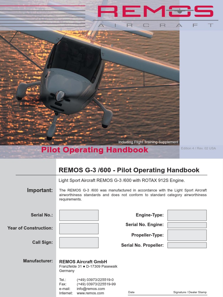 Remos G-3-600 Poh PDF | PDF | Takeoff | Flight