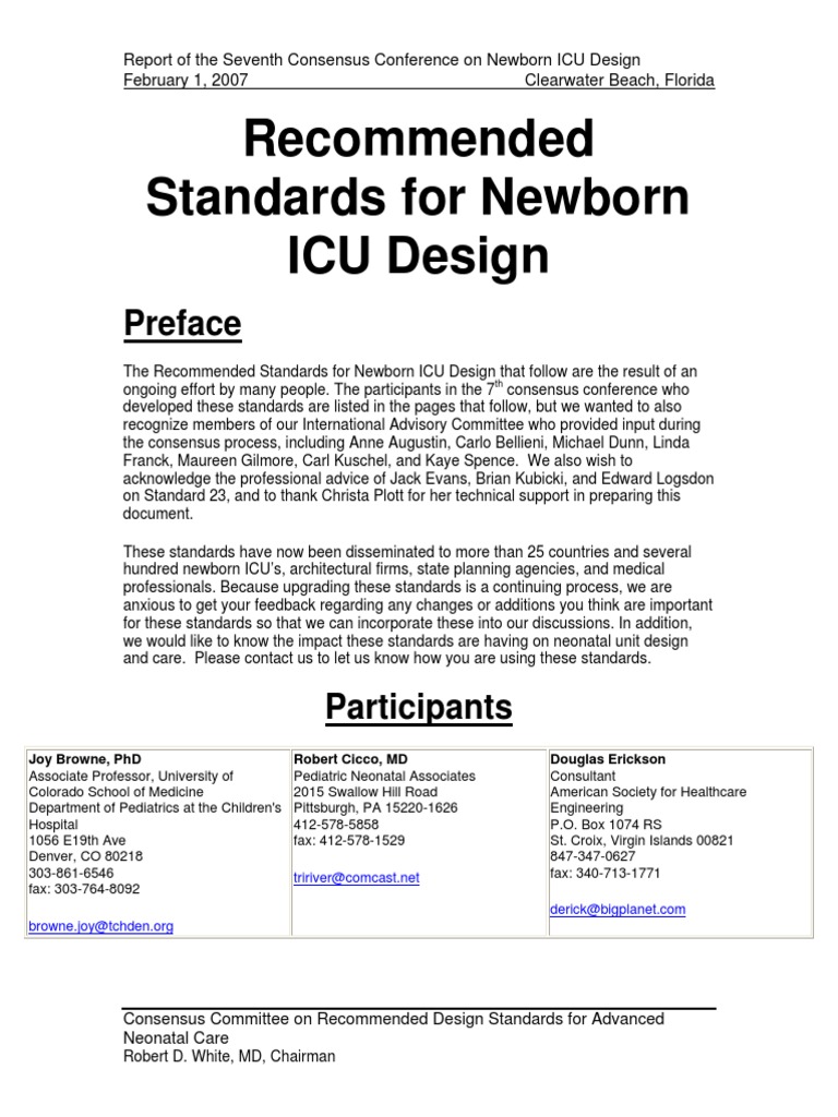 Newborn ICU Design Standards | PDF | Neonatal Intensive Care Unit ...