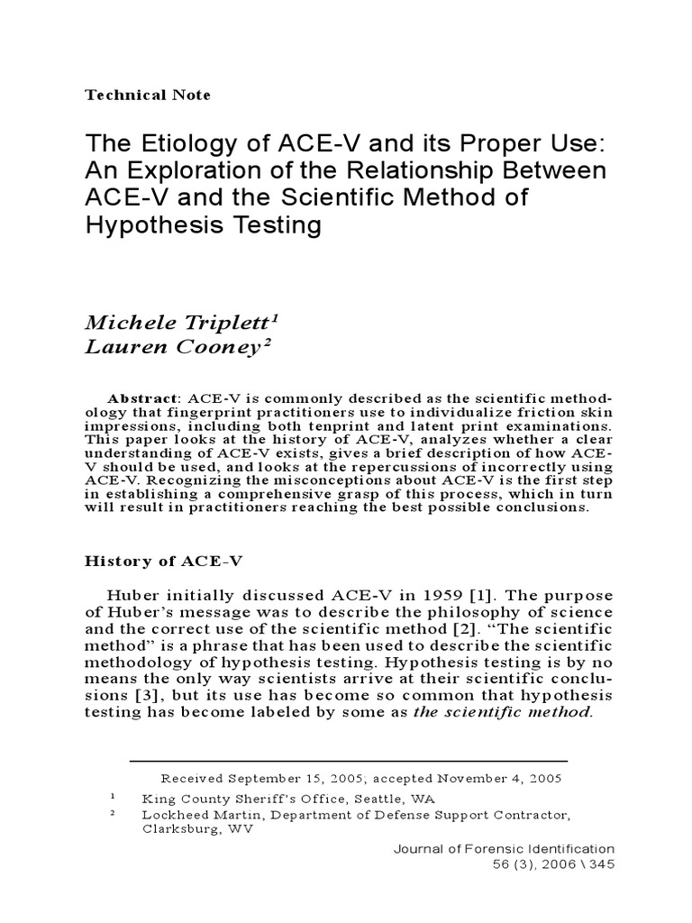 The Etiology of ACE-V and Its Proper Use: An Exploration of The ...