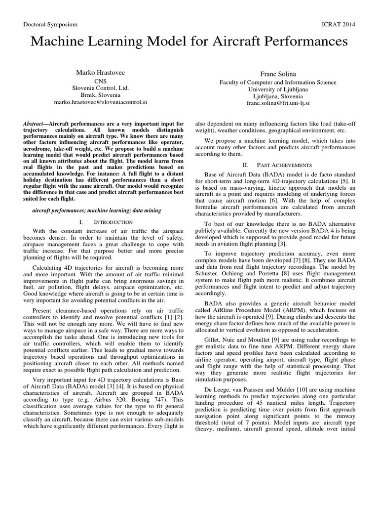 Machine Learning Model For Aircraft Performances | PDF | Air Traffic ...