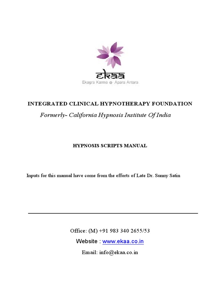Hypnosis Scripts Manual - 2016 | PDF | Anxiety | Hypnosis