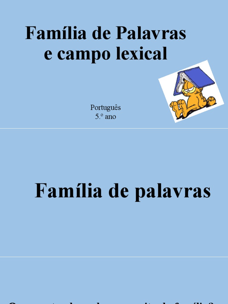 Família de Palavras e campo lexical: Português 5.º ano | Palavra ...