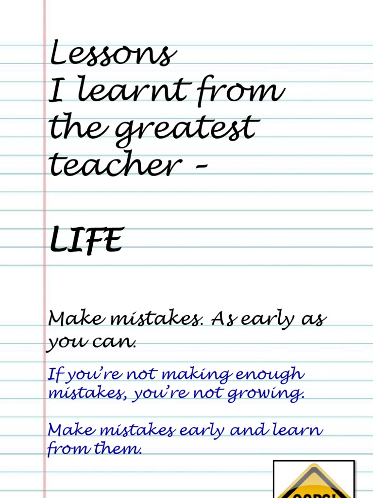 Lessons I Learnt From Life | PDF