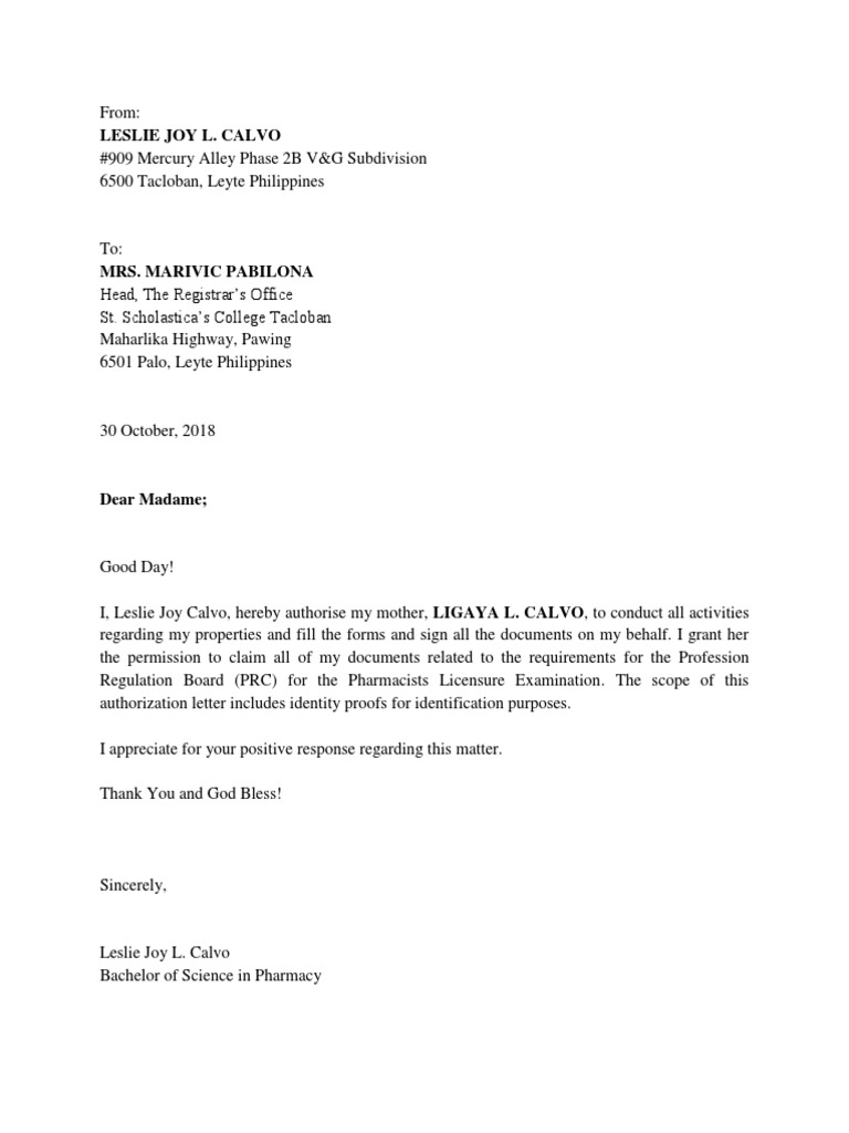 Authorization Letter | PDF