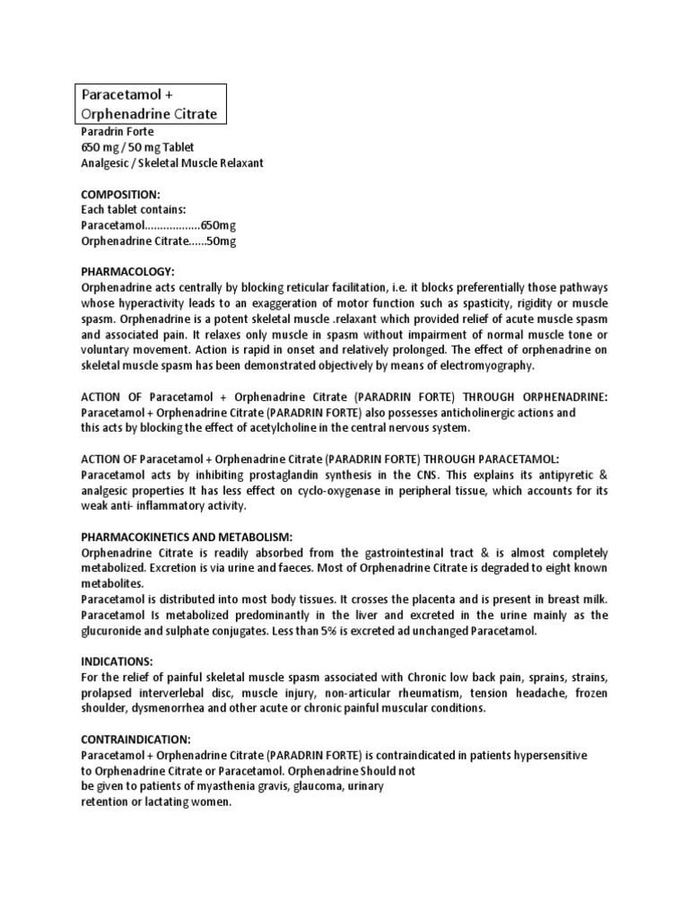 Paradrin Forte | PDF | Adverse Effect | Muscle