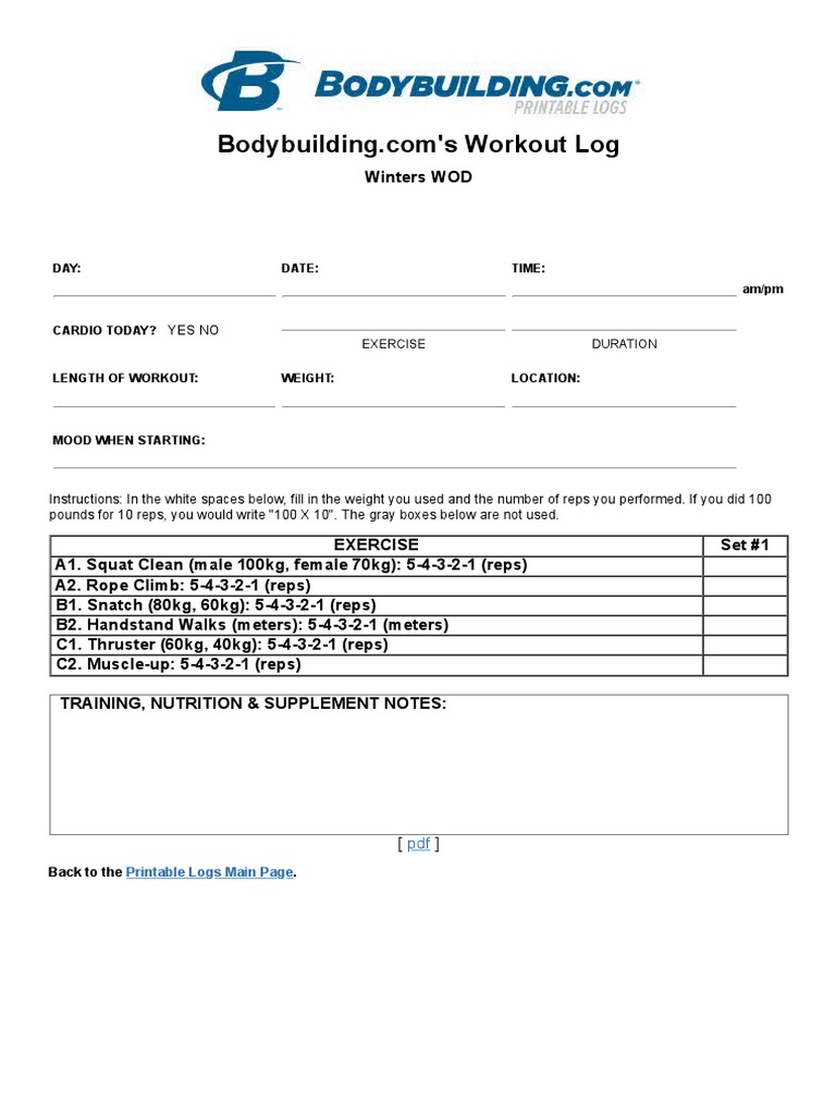 'S Workout Log | PDF