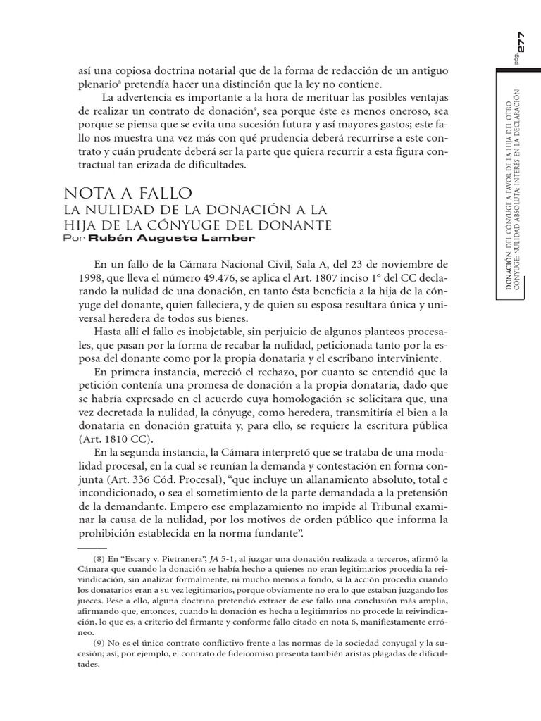 Nota A Fallo Ejemplo | PDF | Donación | Instrumento jurídico