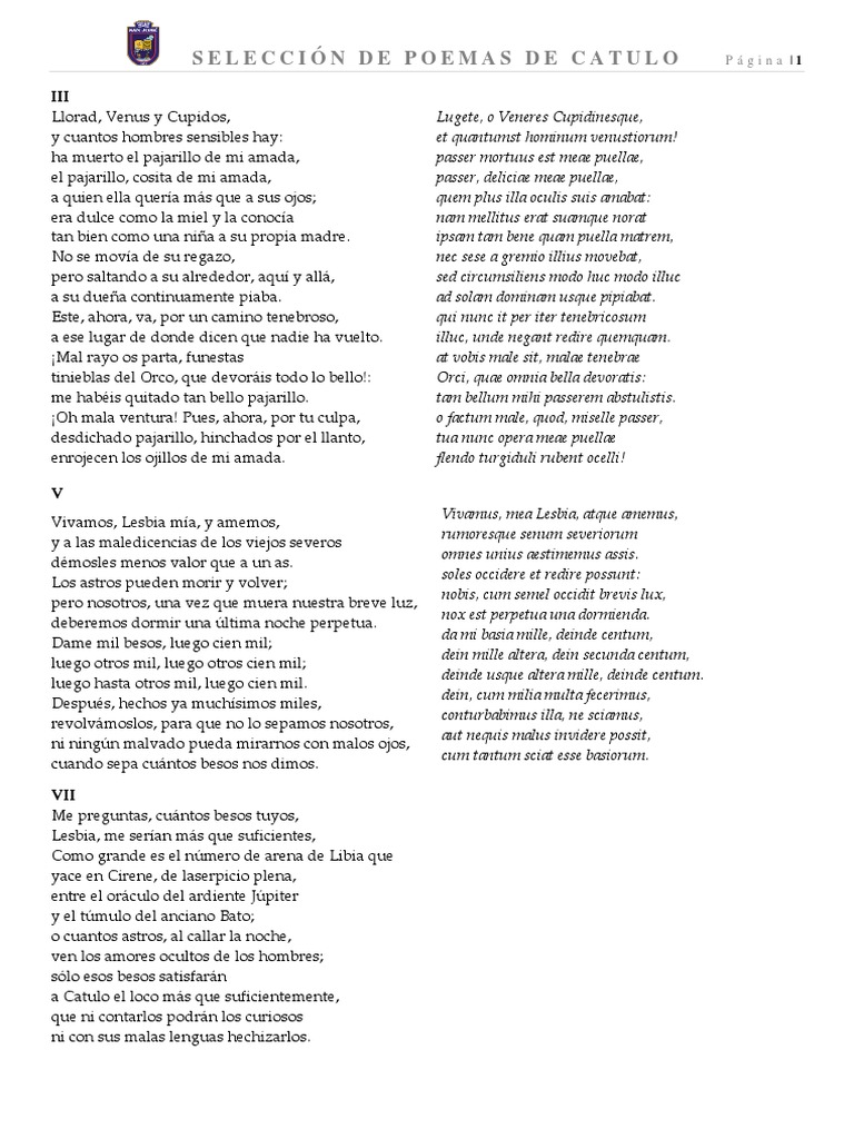 Poemas Catulo PDF | PDF | Naturaleza