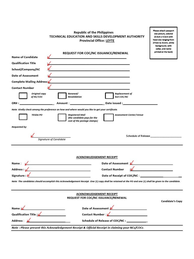 Request For Issuance of NC-COC | PDF | Receipt | Freight Transport