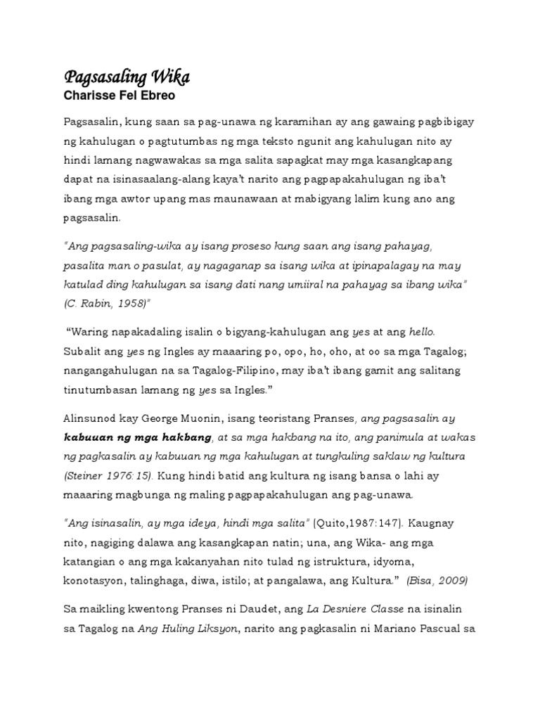 Pagsasaling Wika | PDF