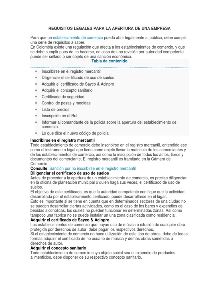Requisitos Legales para La Apertura de Una Empresa | PDF | Bienes (Ley) | Contabilidad