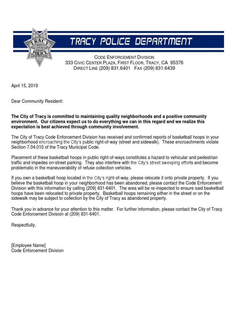 Courtesy Notice - Basketball Hoops Unclaimed Handout | Street ...