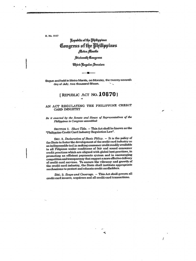 Ra 10870 Bsa | Download Free PDF | Credit Card | Payments