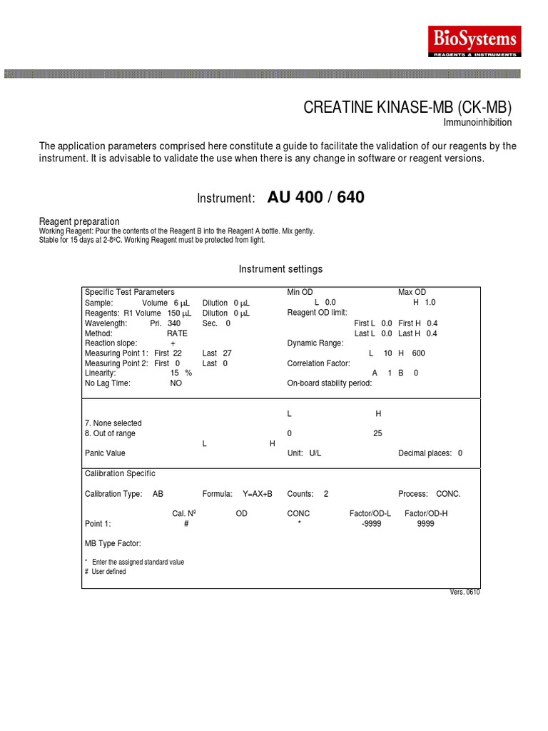 Creatine Kinase-Mb (CK-MB) : Instrument | PDF | Scientific Method | Nature