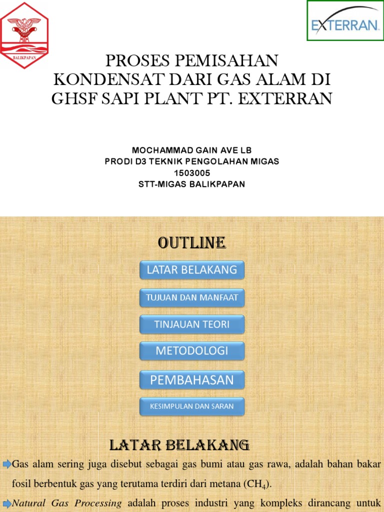Proses Pemisahan Kondesat Dari Gas Alam Di GHSF Siap Present | PDF ...