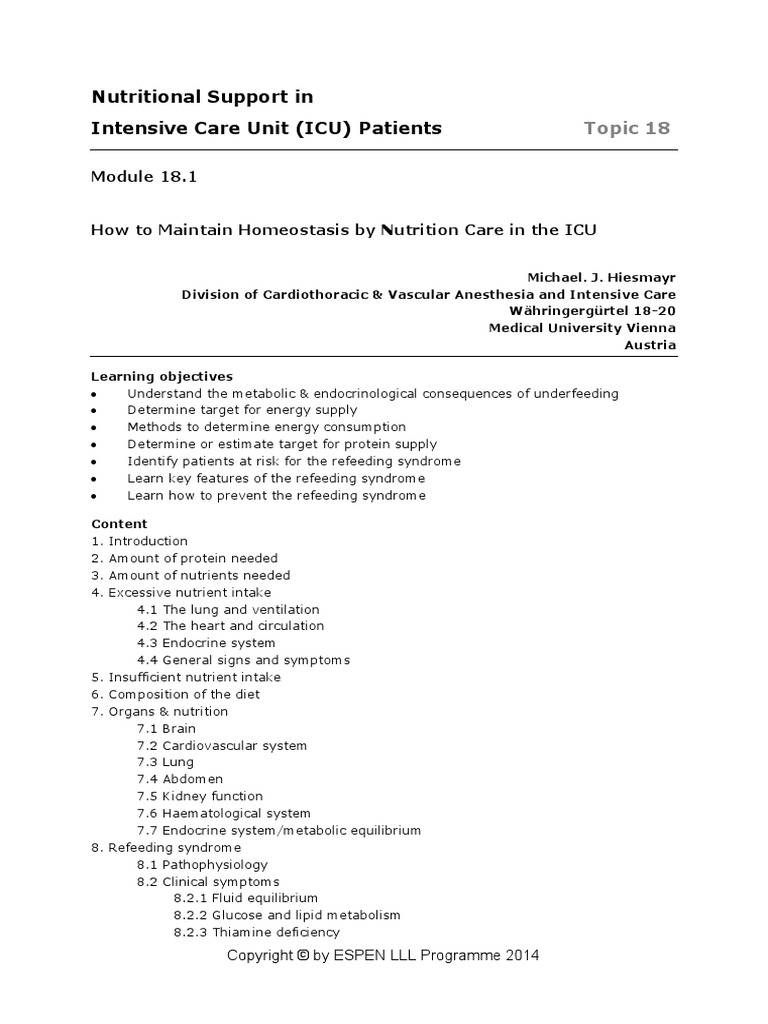 Nutritional Support in ICU Patients | PDF | Hyperglycemia | Starvation