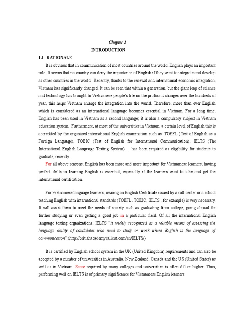 1.1 Rationale | PDF | International English Language Testing System ...