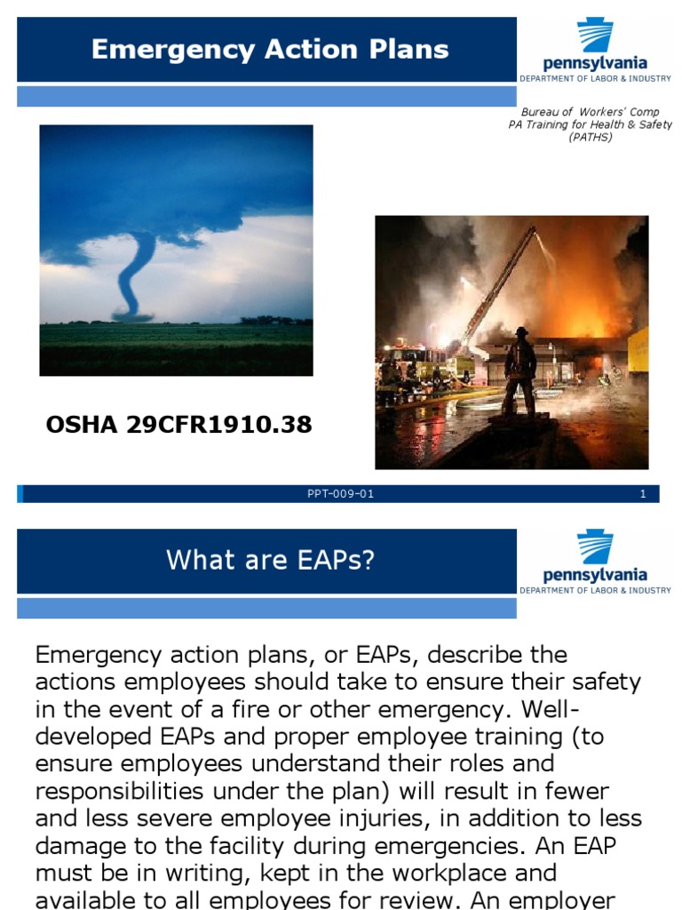 Emergency Action Plans: OSHA 29CFR1910.38 | PDF | Emergency | Emergency ...