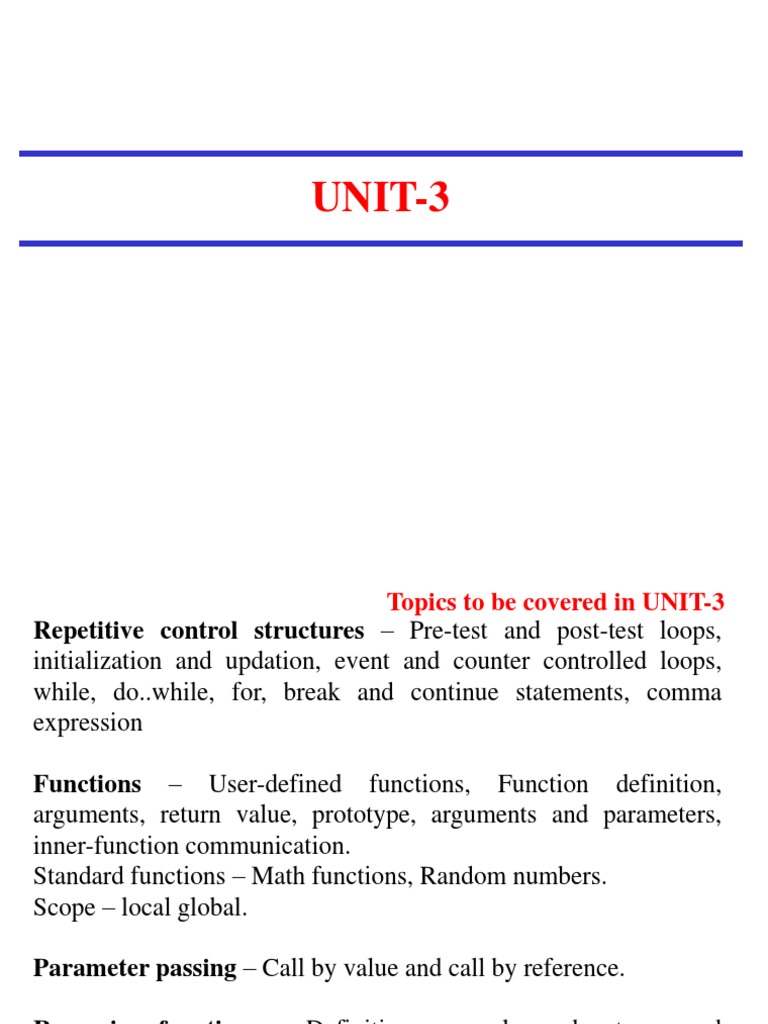Unit 3.1 | PDF | Control Flow | Subroutine