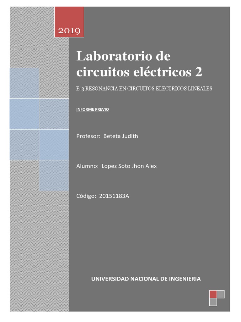 Informe Previo Laboratorio de Circuitos Electricos II | PDF | Inductor | Impedancia eléctrica
