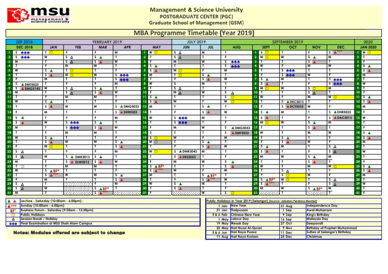 MBA ACADEMIC CALENDAR 2019 + (Upload in E-Klas) PDF | PDF | Malaysia