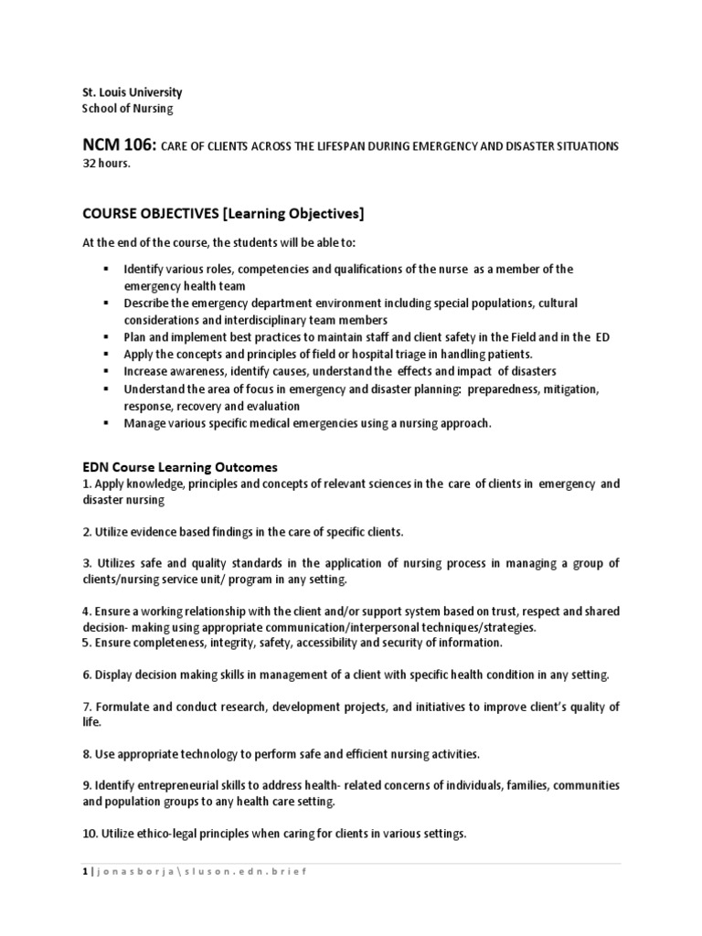 Overview of Edn (NCM 106) | PDF | Emergency Department | Emergency ...
