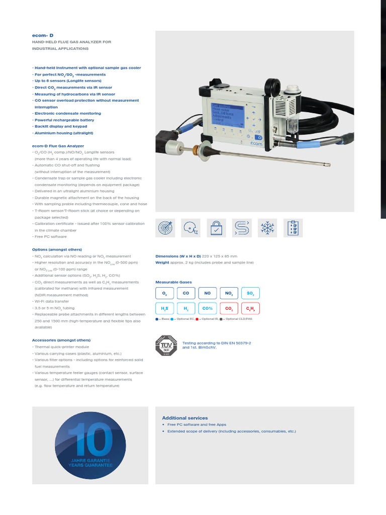Ecom-D: Hand-Held Flue Gas Analyzer For Industrial Applications | PDF ...