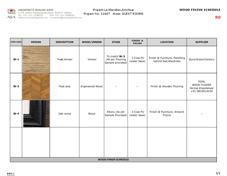 Project:Le Meridien, Amritsar Project No: 11607 Area: GUEST ROOMS Wood ...