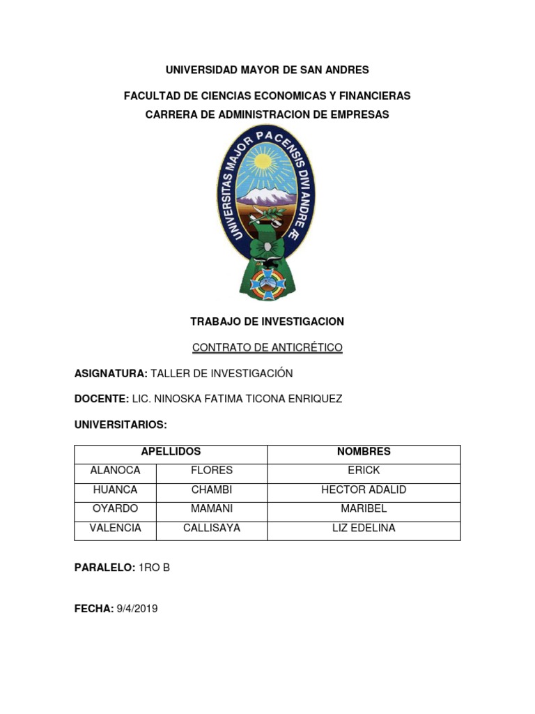 Contrato de Anticretico | PDF | Pagos | Propiedad