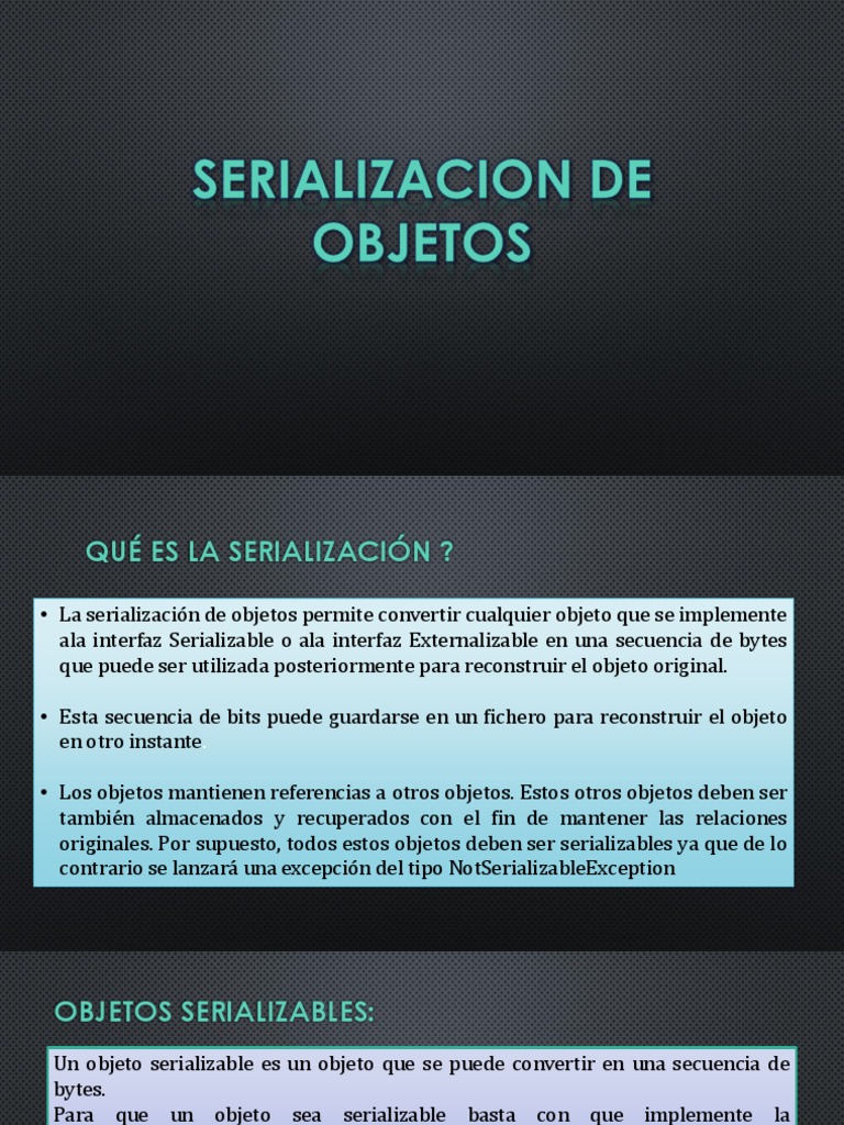 Serializacion de Objetos | PDF | Objeto (informática) | Java (lenguaje de programación)