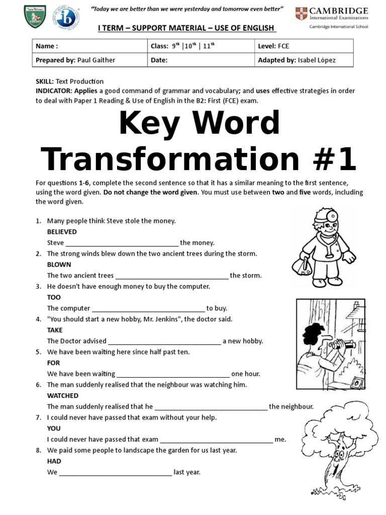 Fce KWT #1 | PDF | Verb | Grammar