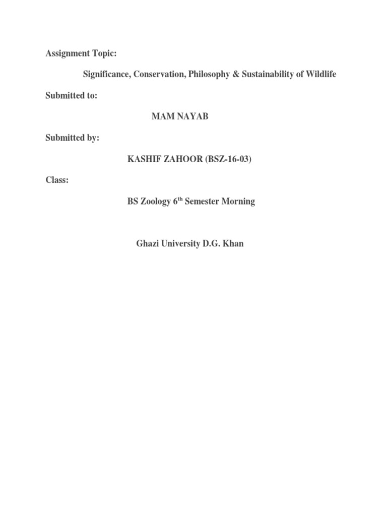 Assignment Wildlife | PDF | Natural Environment | Organisms